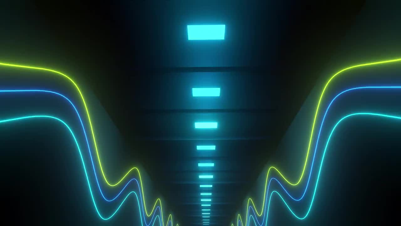 Corridor With Neon Waves - Stock Motion Graphics | Motion Array