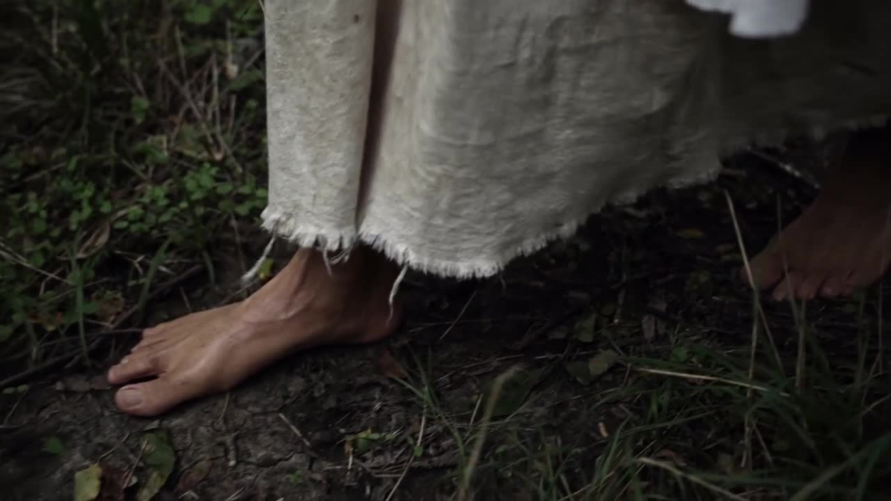 Man Walking Barefoot Through The Woods - Stock Video | Motion Array