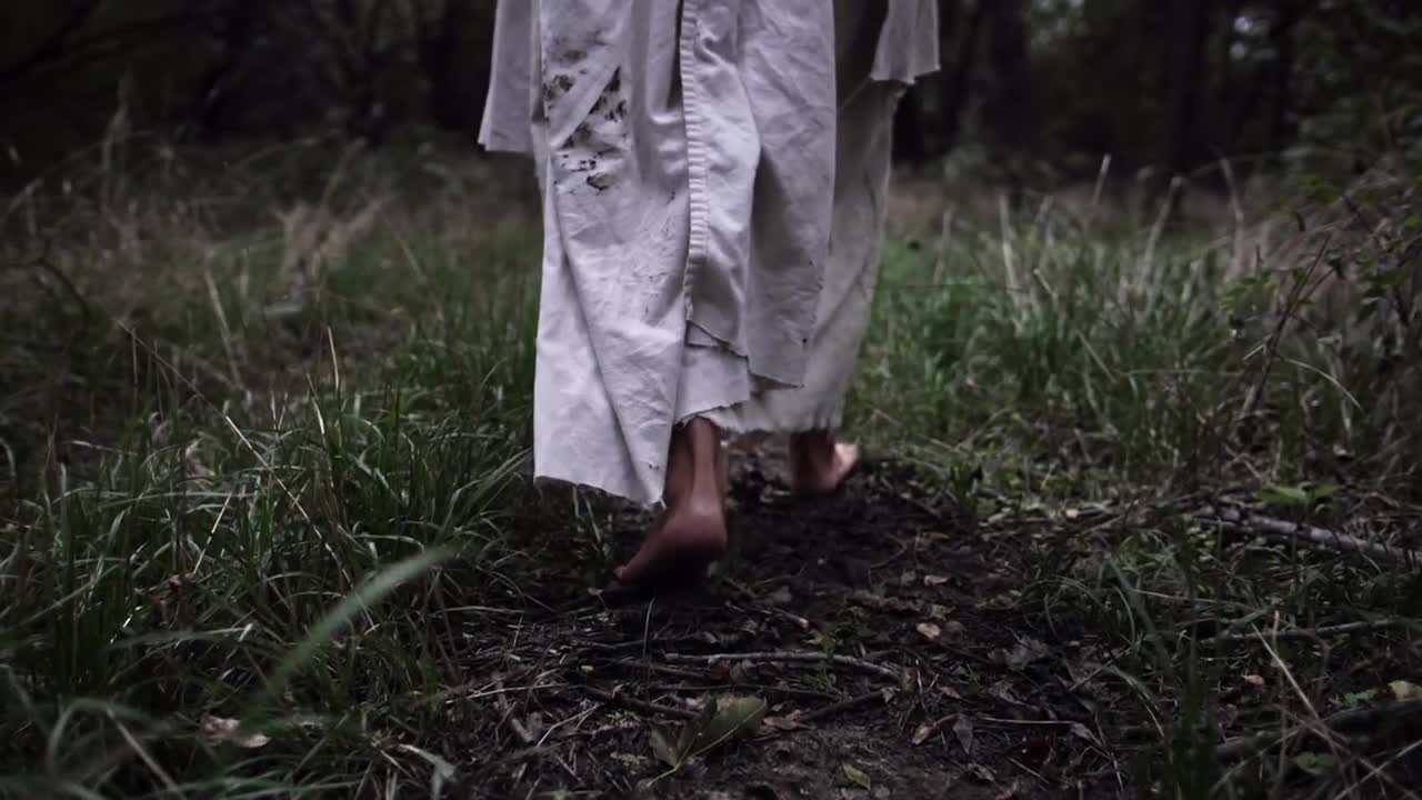 Barefoot Man Walking In Forest - Stock Video | Motion Array