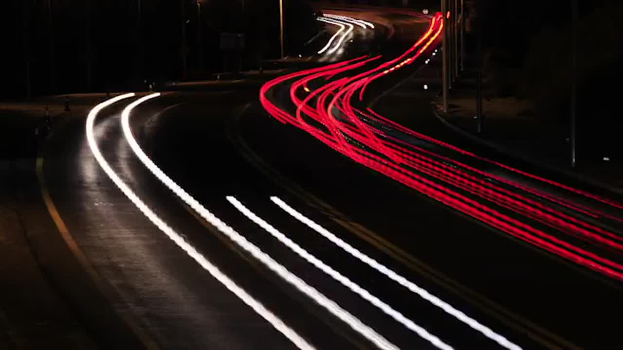 Time-Lapse Of Car Lights At Night - Stock Video | Motion Array