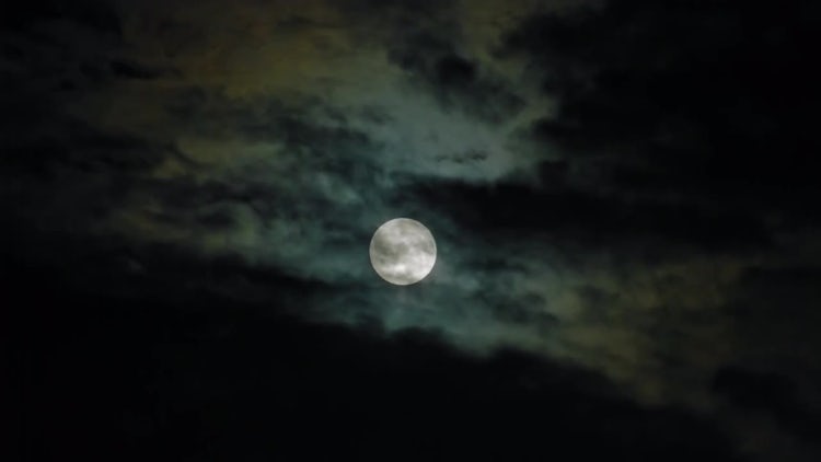 Creepy Full Moon Black Sky - Stock Video | Motion Array