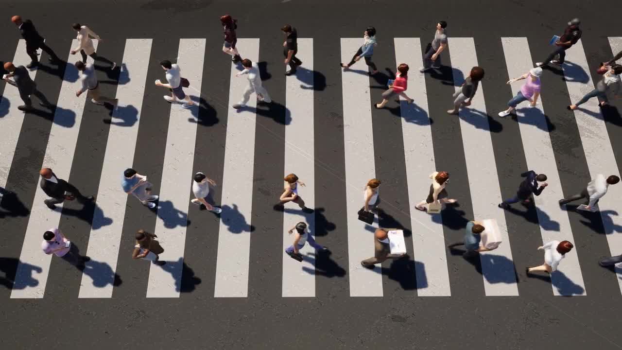 People Walking Over Crosswalk - Stock Motion Graphics | Motion Array