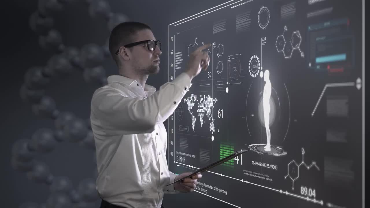 Hologram Panel Analyzed By Scientist - Stock Motion Graphics | Motion Array