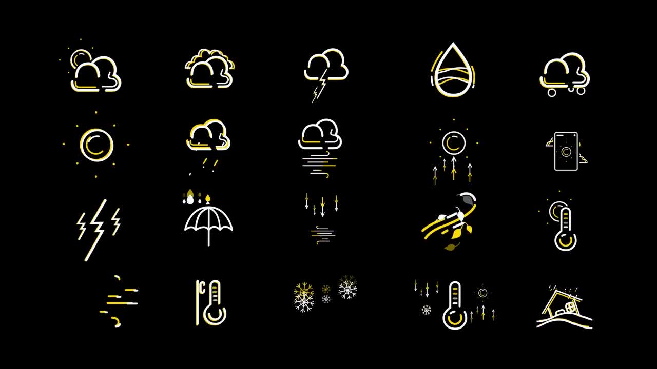 20 Weather Forecasts Icons - Stock Motion Graphics | Motion Array