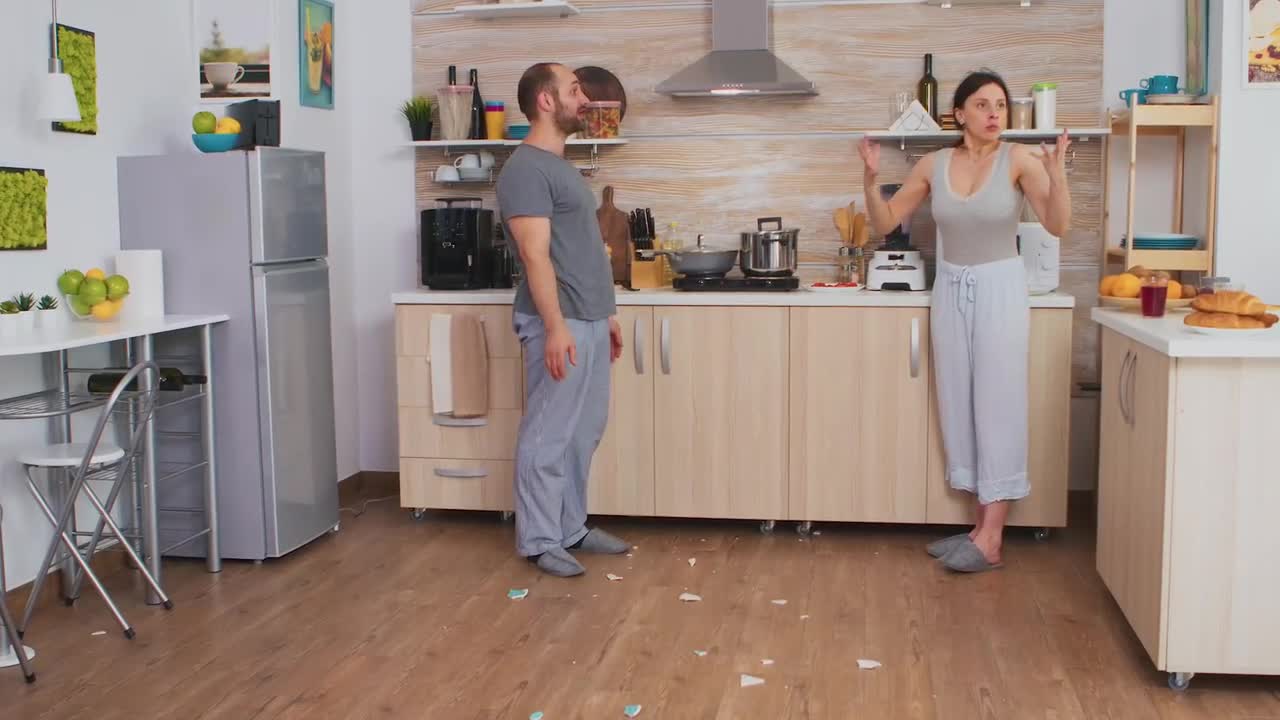 Angry Wife Smashing Dish - Stock Video | Motion Array