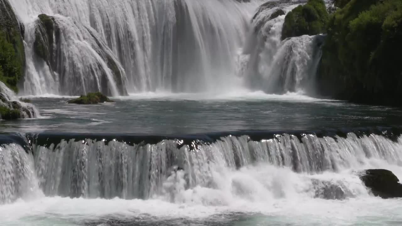 Beautiful Two-Level Waterfall - Stock Video | Motion Array