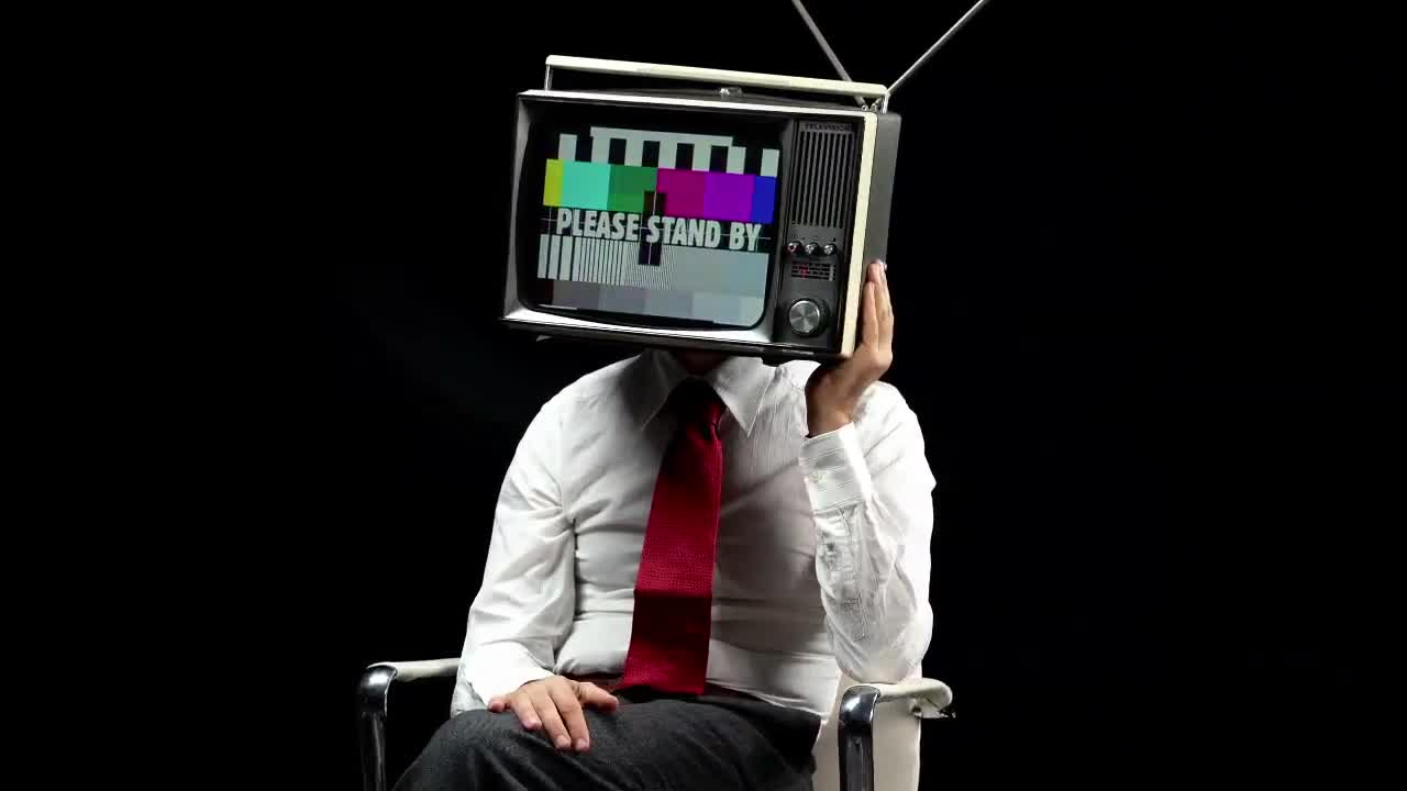 TV Head Man With Broken Signal - Stock Video | Motion Array