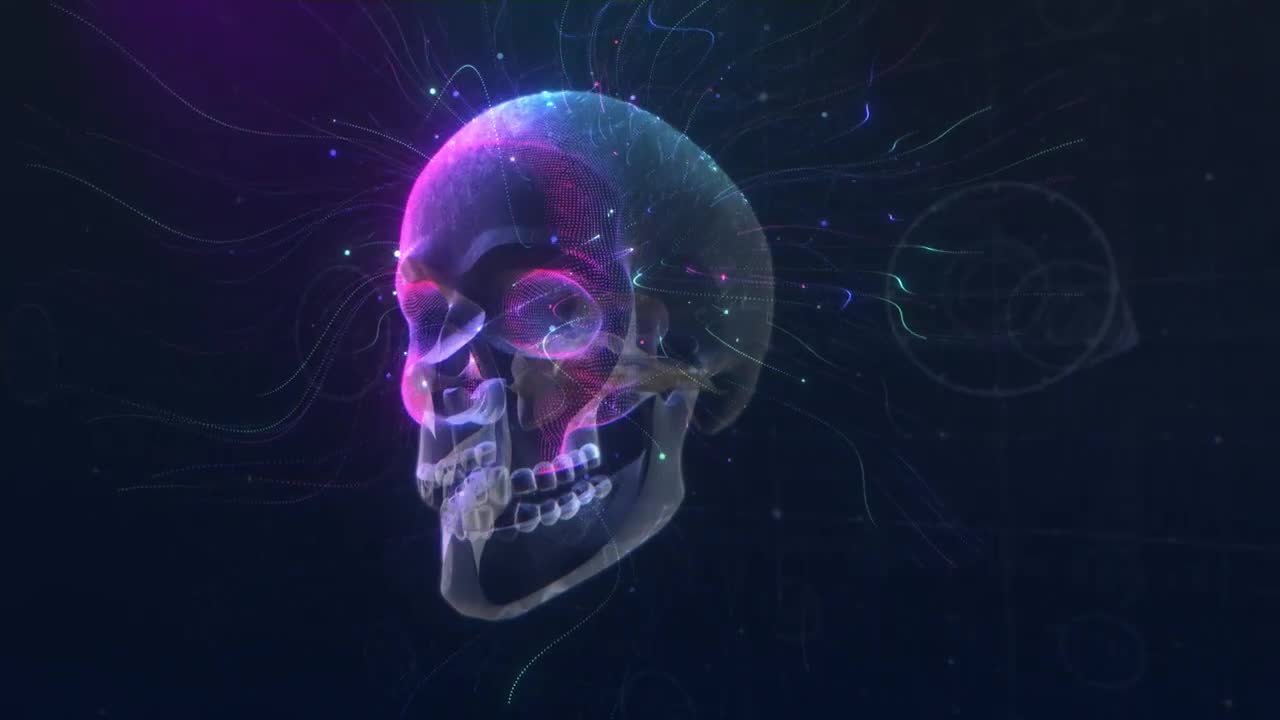 Brain Waves Flowing From Skull - Stock Motion Graphics | Motion Array
