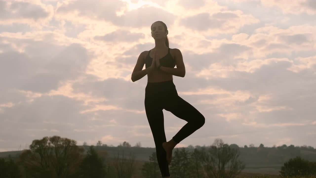 Meditating On One Leg - Stock Video | Motion Array