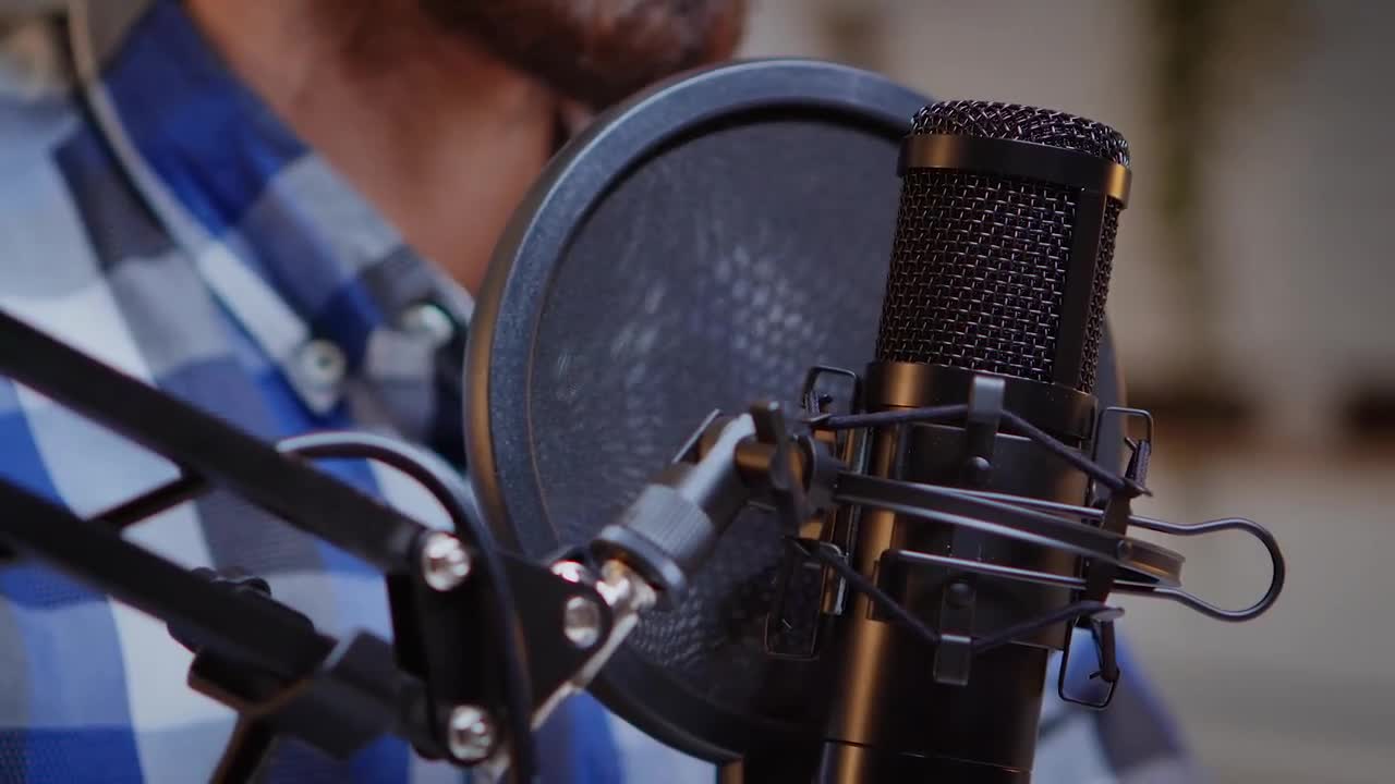 Speaking Into The Microphone - Stock Video | Motion Array