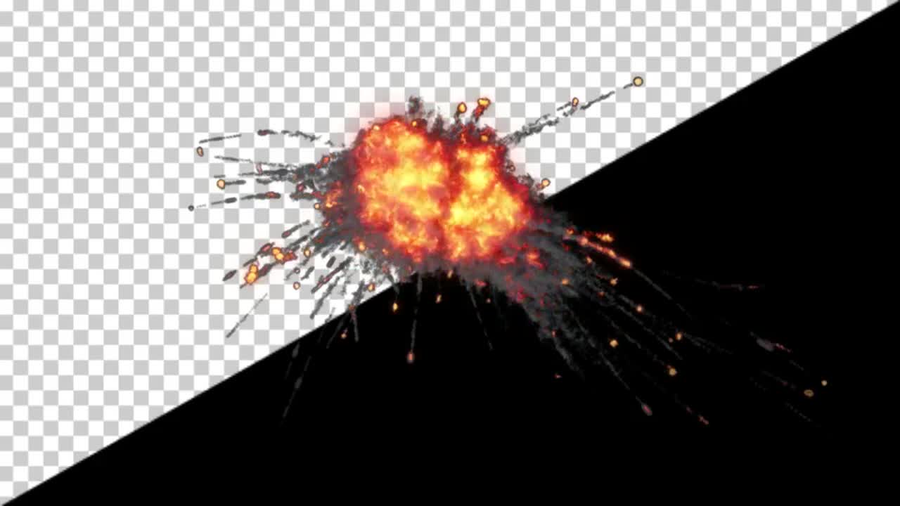 Shrapnel Explosion Top View On Alpha - Stock Motion Graphics | Motion Array