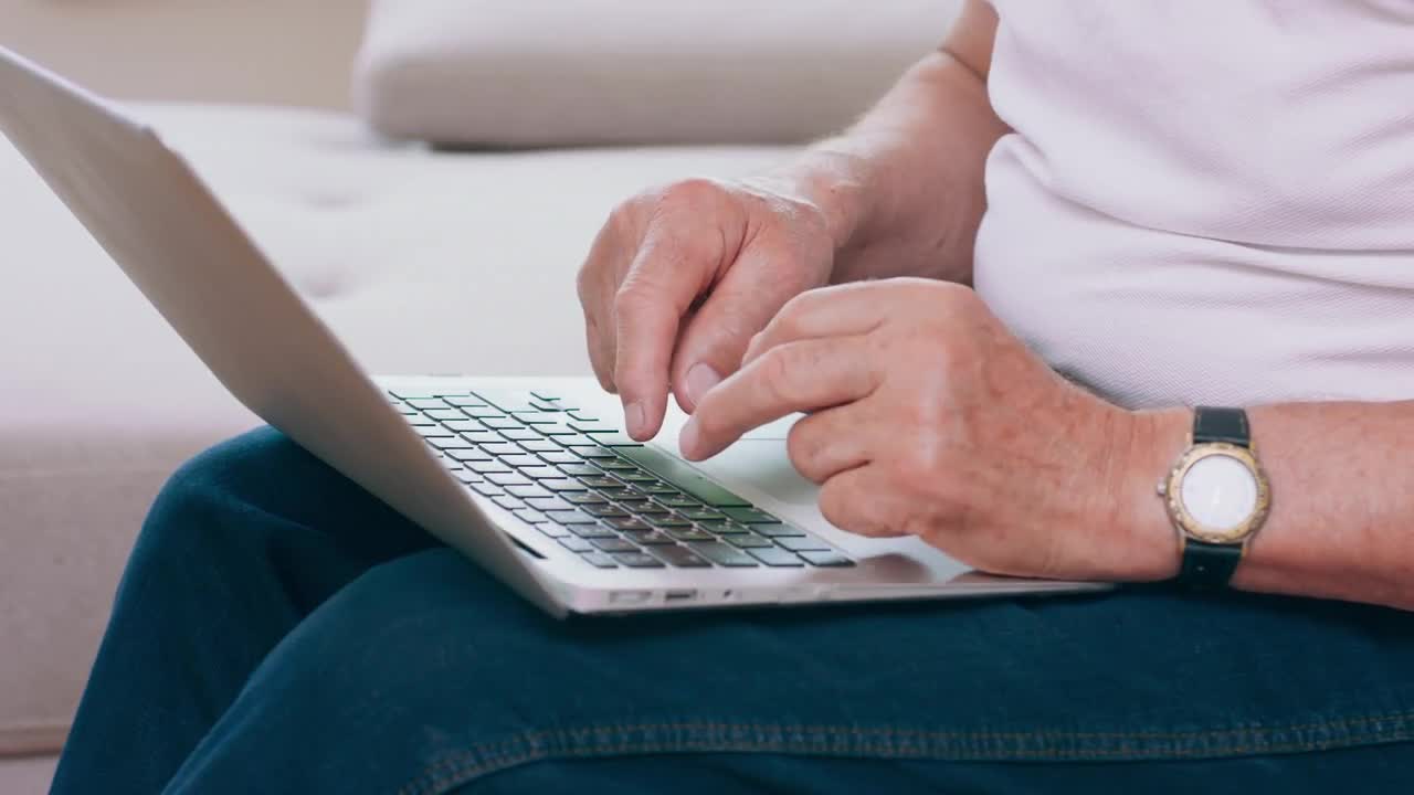 Senior Typing On A Keyboard - Stock Video | Motion Array