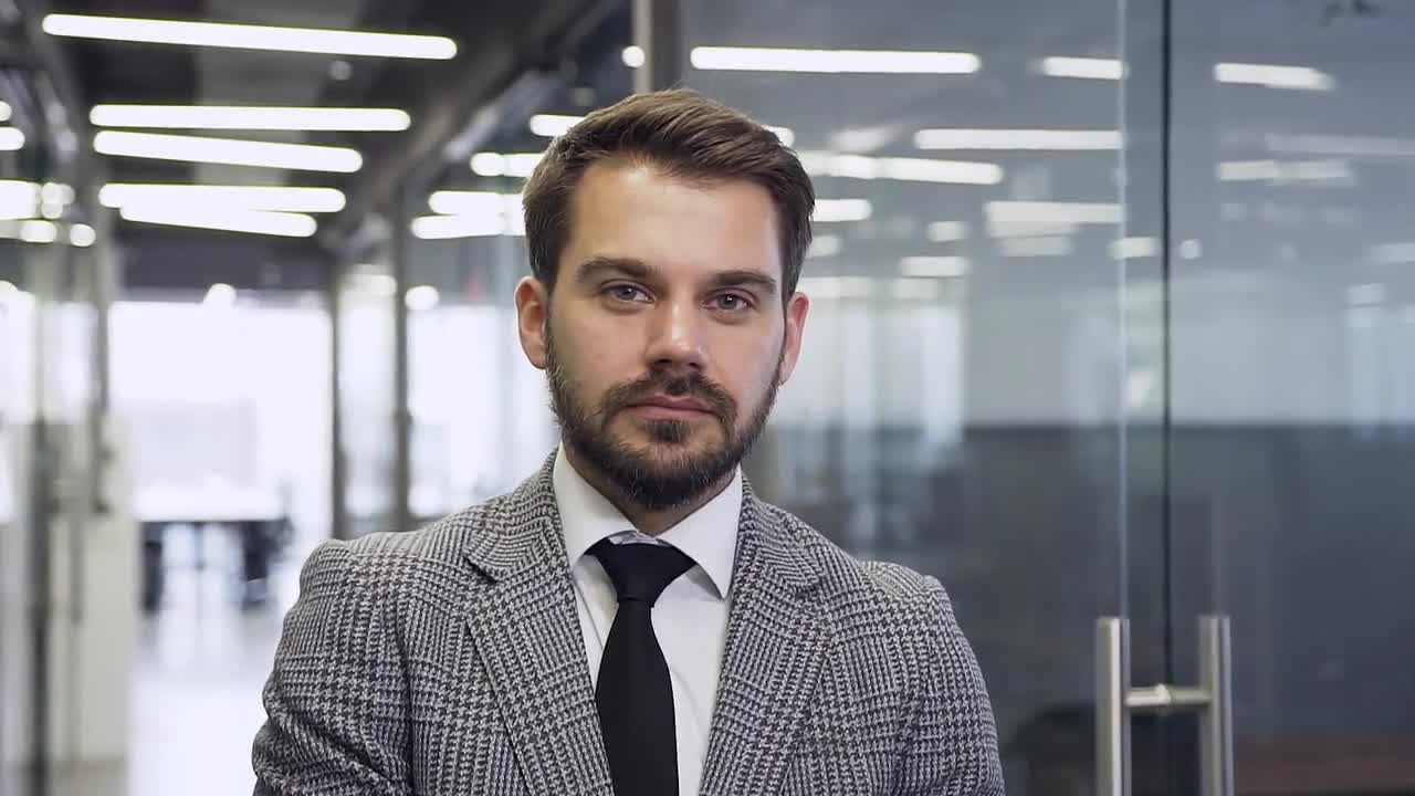 Male Office Manager With Beard Portrait - Stock Video | Motion Array