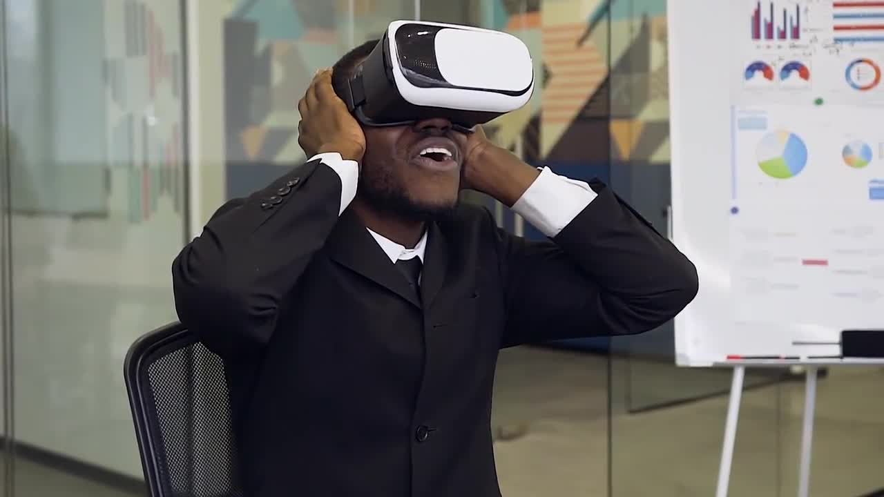 Businessman In VR Goggles Failure - Stock Video | Motion Array