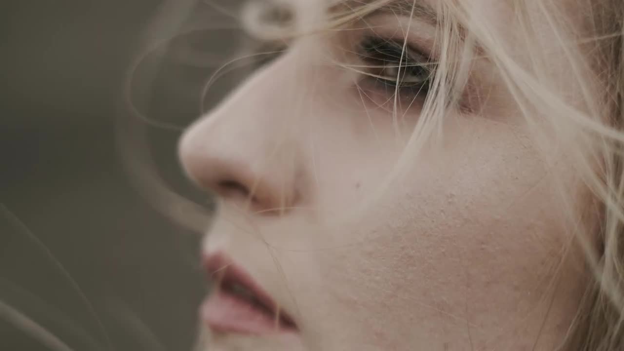 Windblown Woman Close-Up - Stock Video | Motion Array