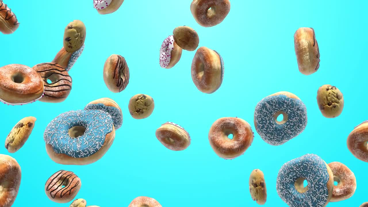 Donuts Falling In Slow Motion - Stock Motion Graphics | Motion Array