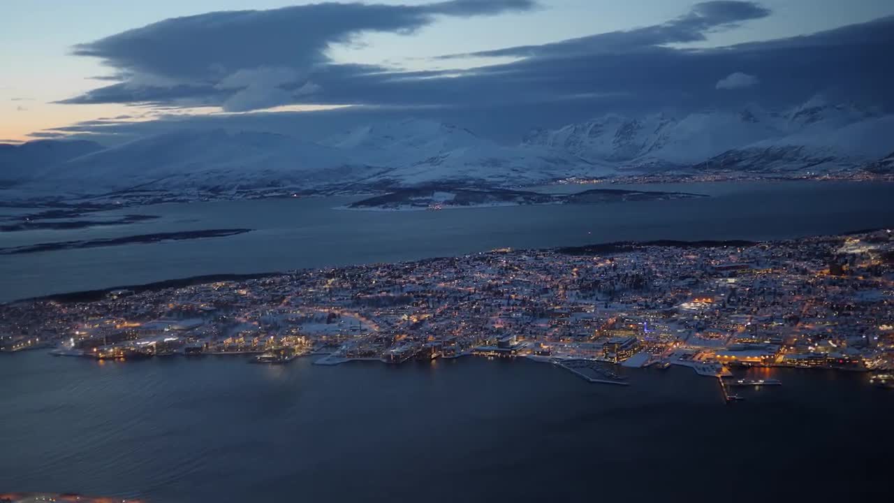 Aerial Night Panorama Of Tromso, Norway - Stock Video | Motion Array