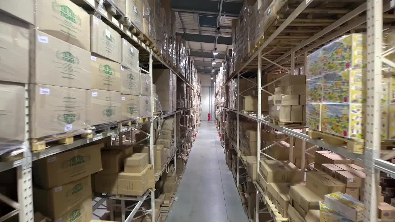Gliding Through A Warehouse Lane - Stock Video | Motion Array