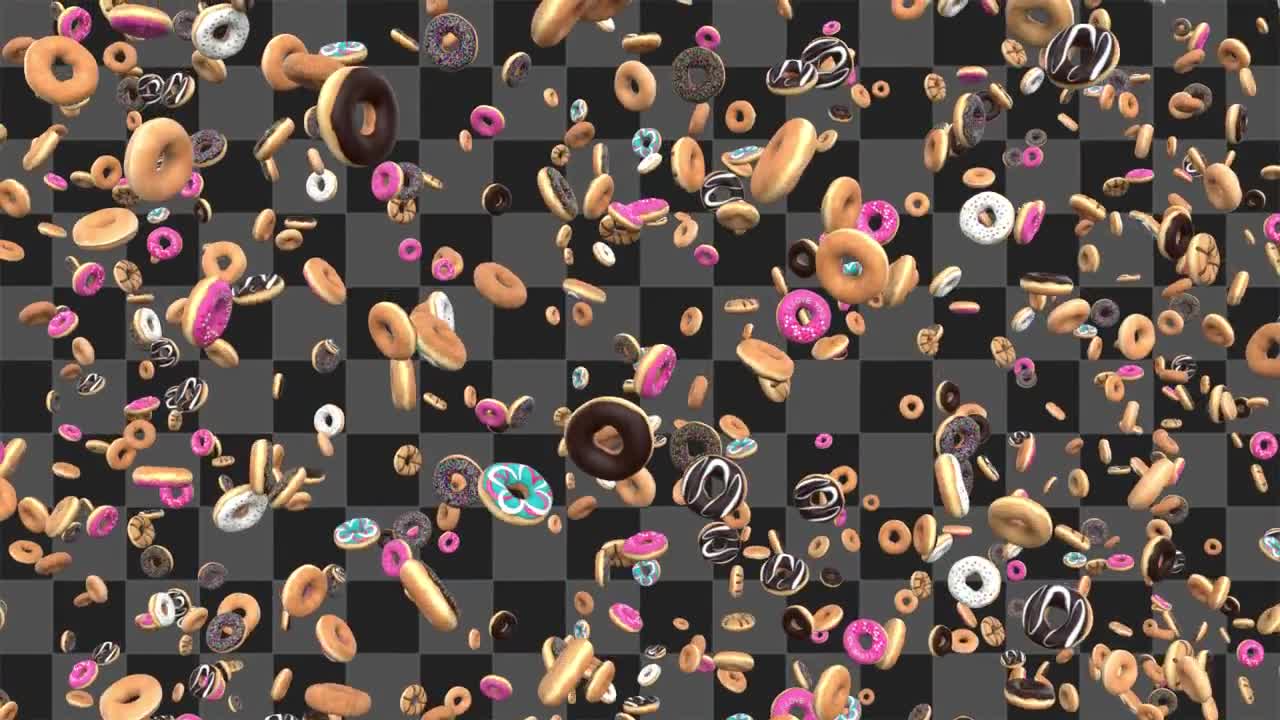 Rain Of Doughnuts On Alpha Loop - Stock Motion Graphics | Motion Array