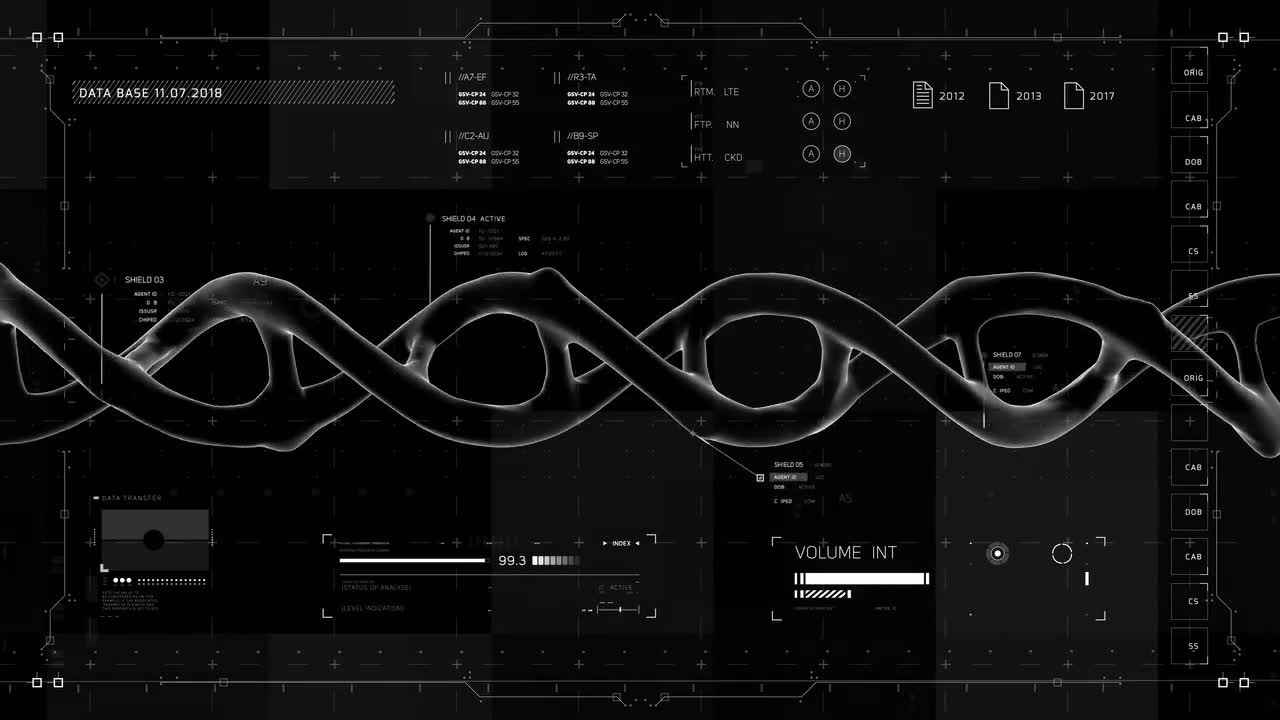 Detailed Black-And-White DNA HUD Display - Stock Motion Graphics ...