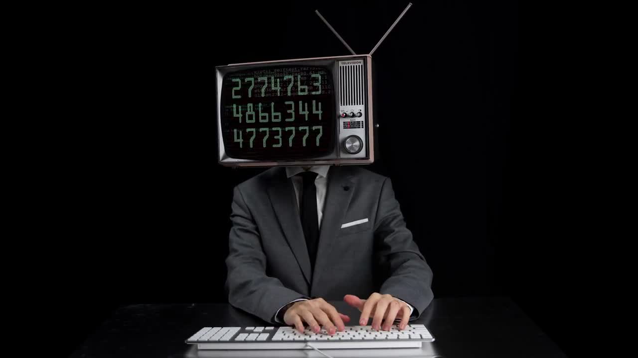 TV Head Man Working On Computer - Stock Motion Graphics | Motion Array