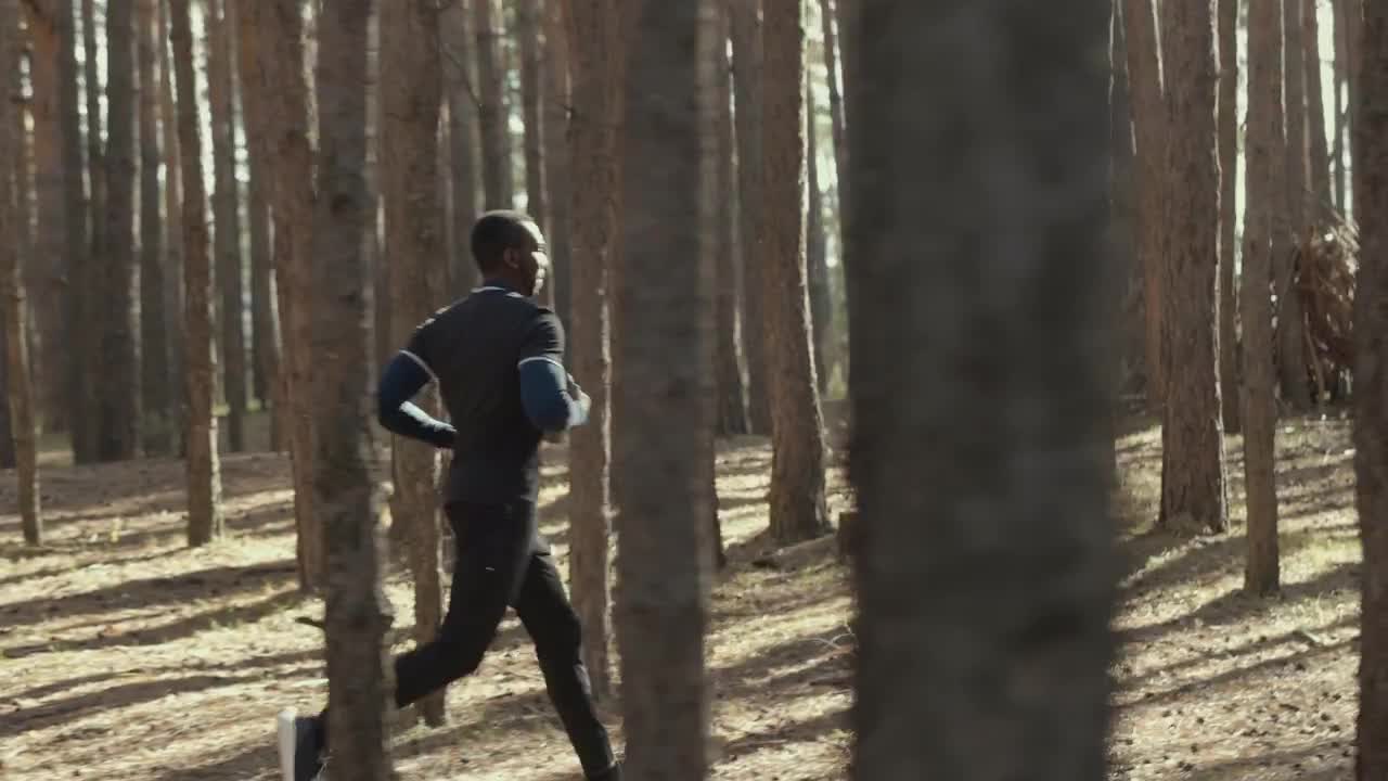 Running In The Forest - Stock Video | Motion Array