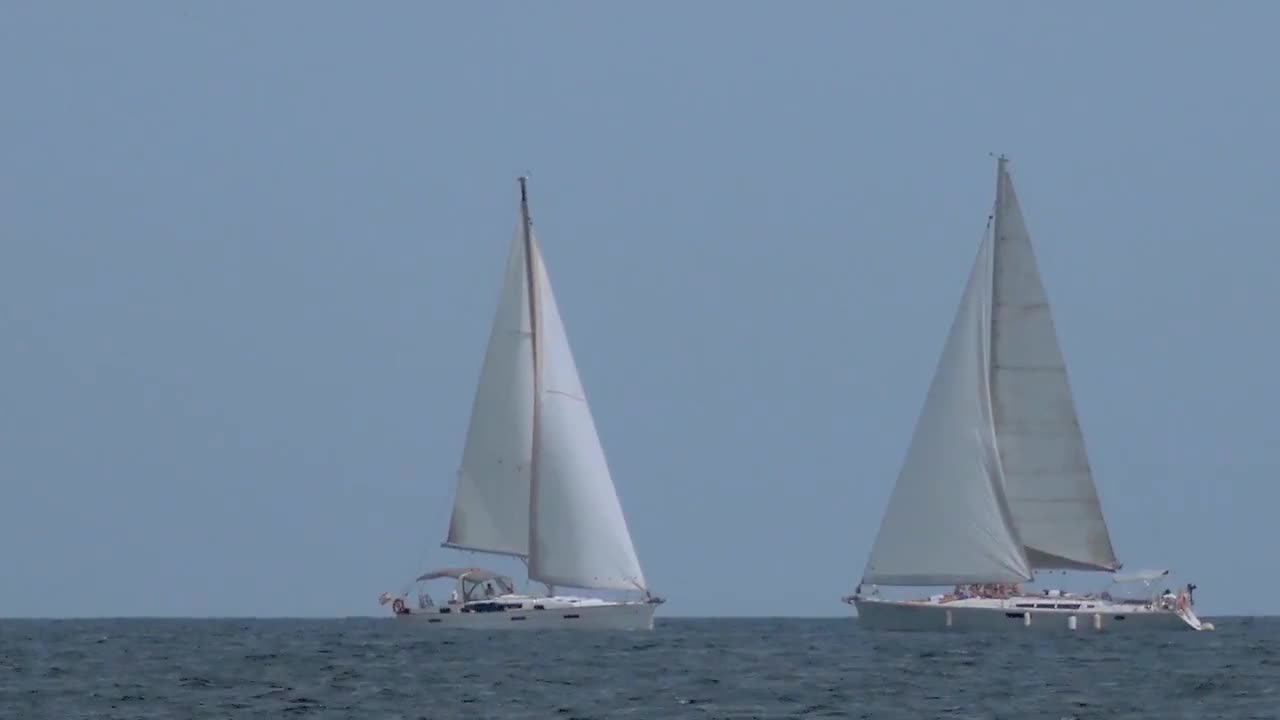 Two Sailing Boats At Sea - Stock Video | Motion Array