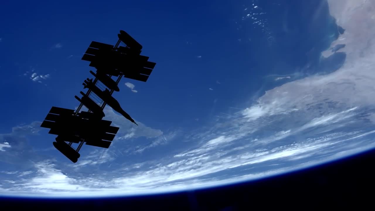 Space Station Silhouette Above Earth - Stock Motion Graphics | Motion Array