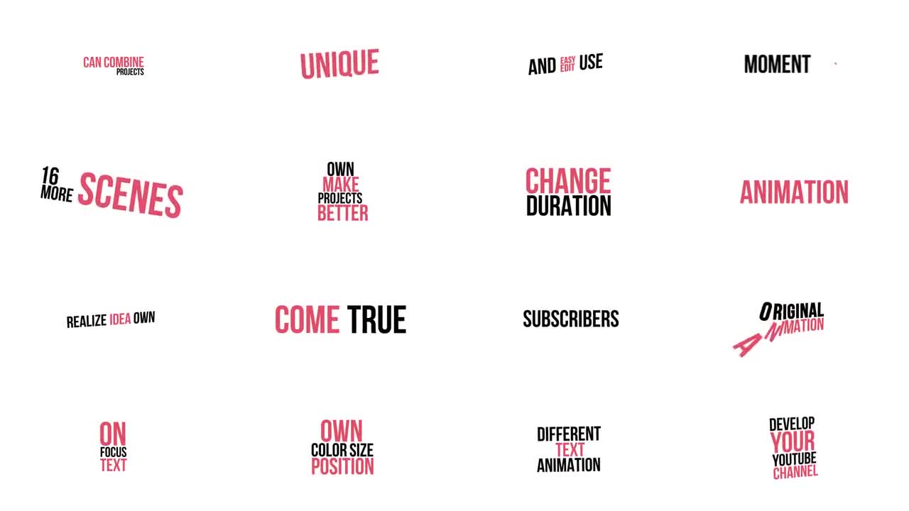 Typography Pack - Motion Graphics Templates | Motion Array