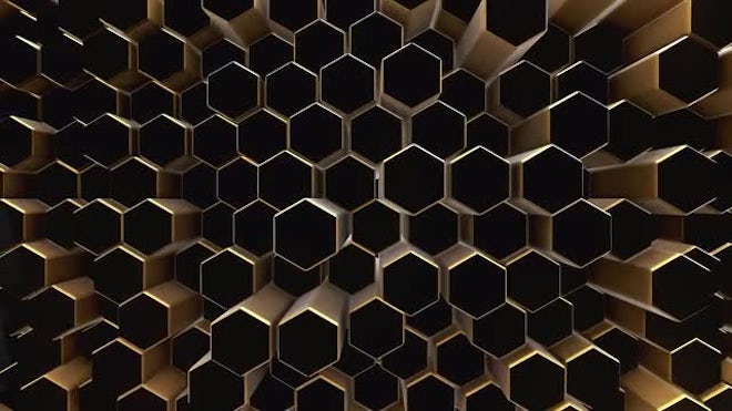 Gold Honeycomb On Black - Stock Motion Graphics | Motion Array