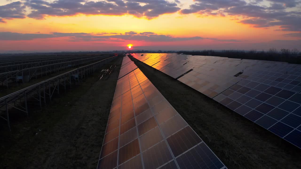 Solar Panels At Sunset - Stock Video | Motion Array