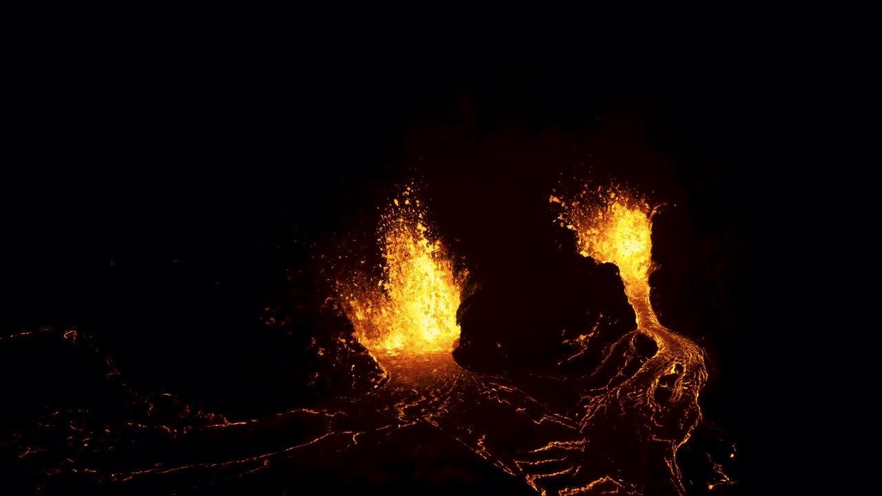 Erupting Volcano At Night Aerial - Stock Video | Motion Array