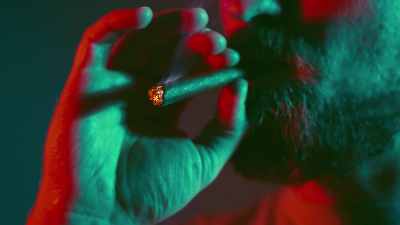 Man Smoking Cigar Close-Up - Stock Video | Motion Array