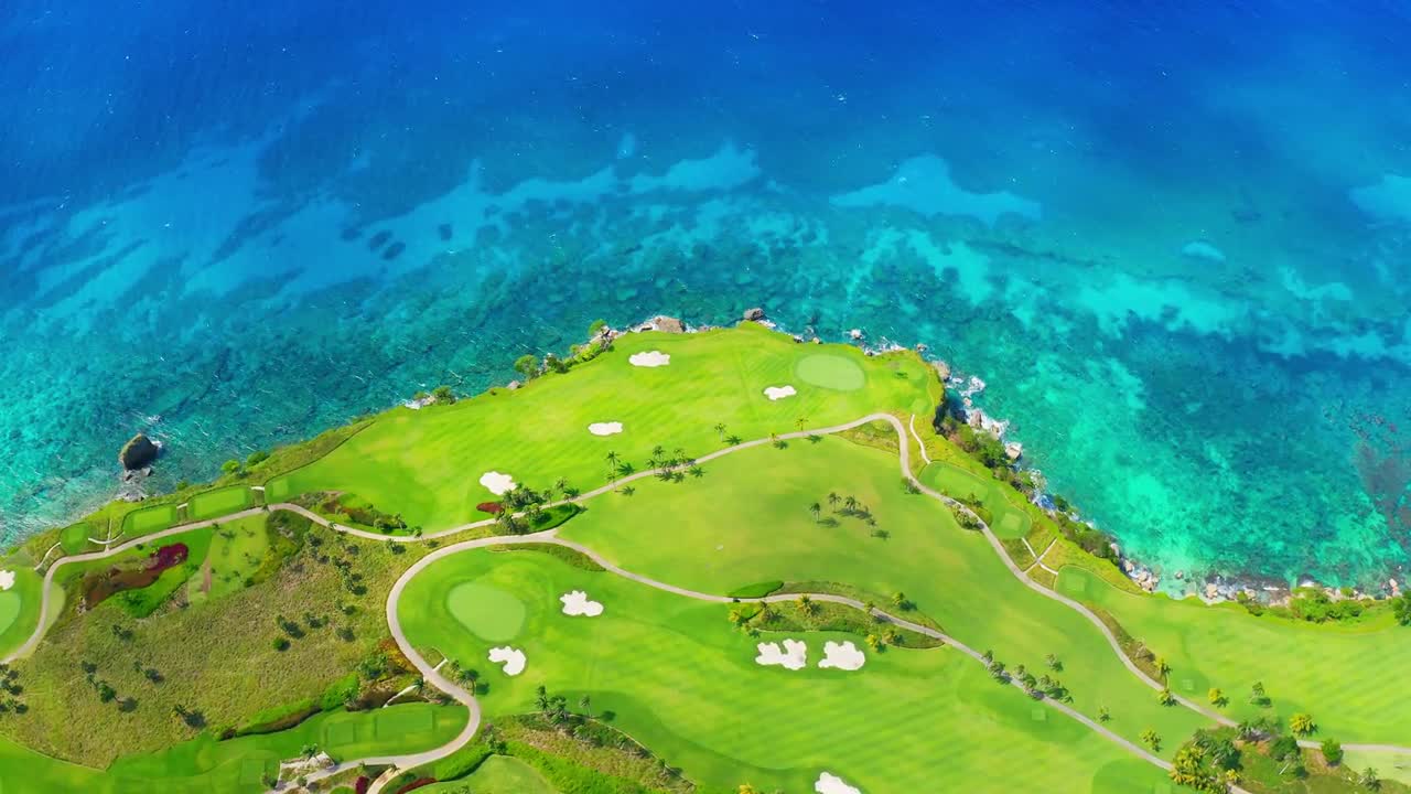 Golf Course By The Ocean - Stock Video | Motion Array