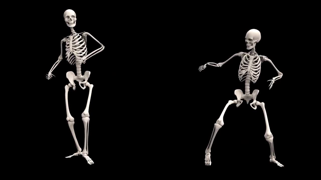Skeletons Dance The Twist On Alpha Loop - Stock Motion Graphics | Motion Array