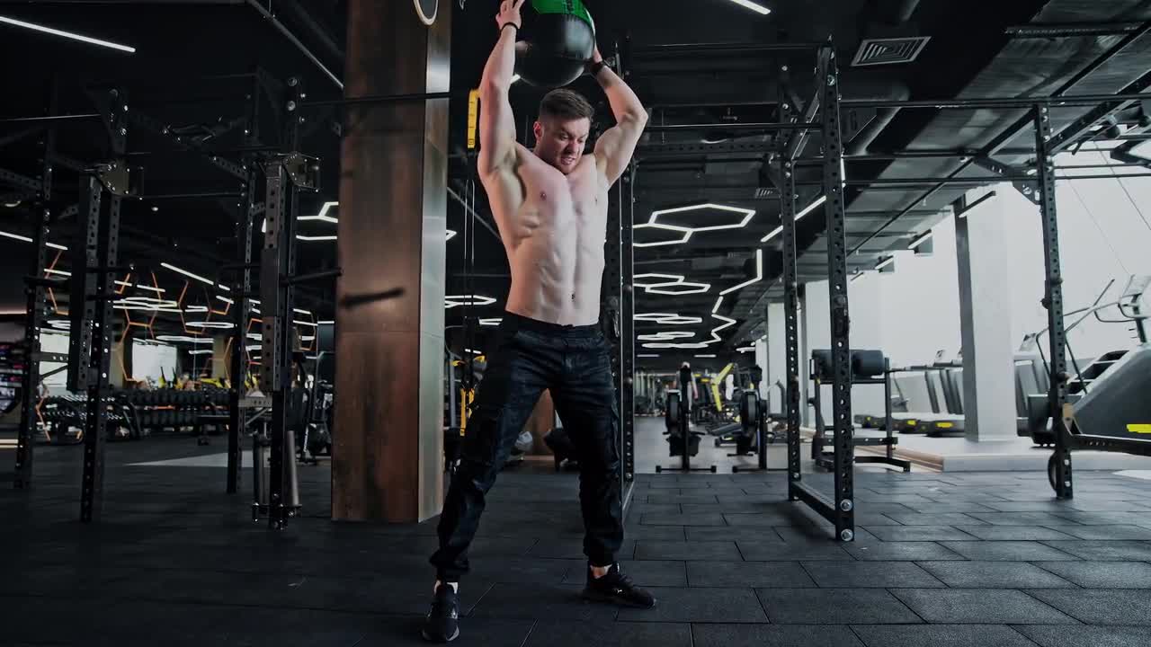 Athletic Shirtless Man Training - Stock Video | Motion Array