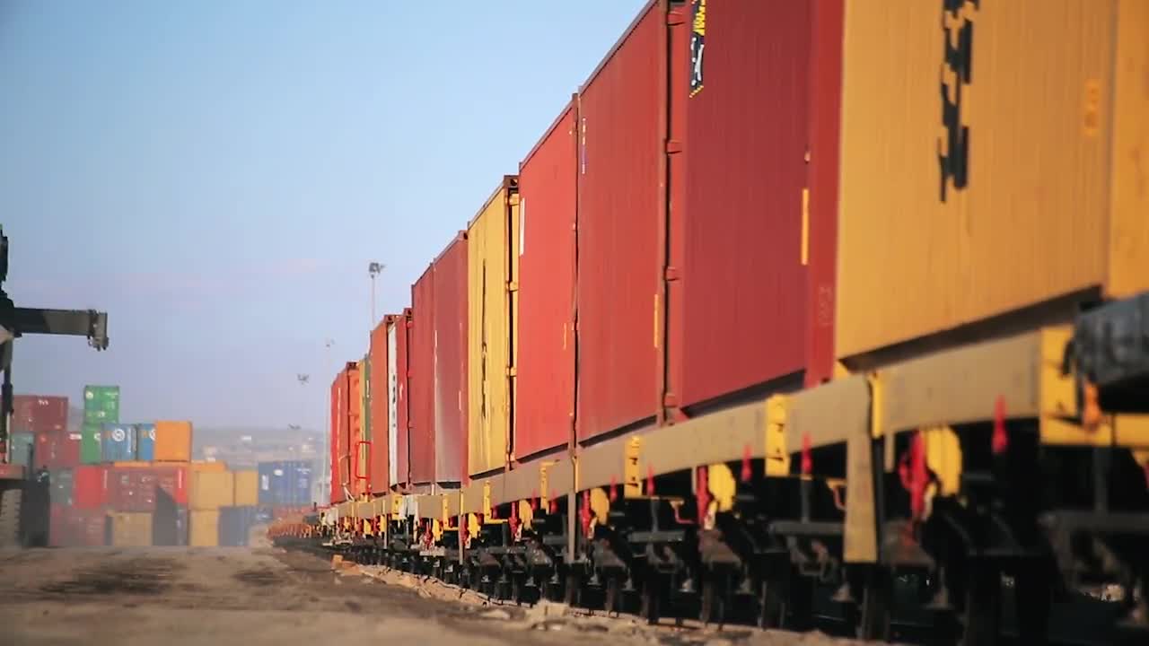 Logistics Train With Containers - Stock Video | Motion Array