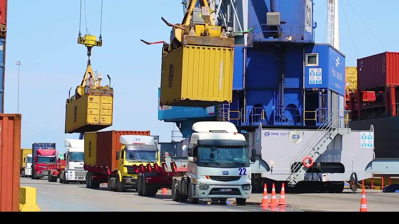 Containers Lifted Off Trucks - Stock Video | Motion Array