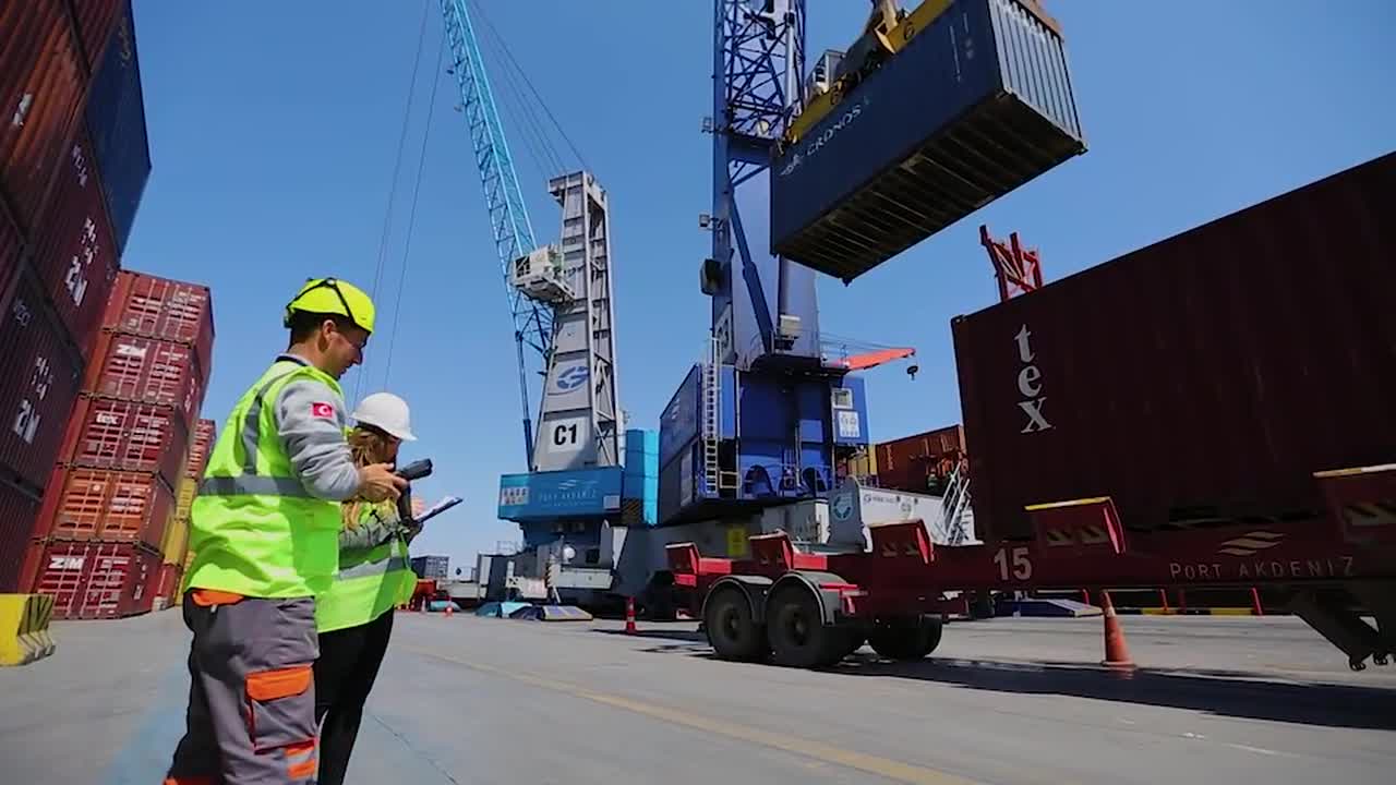 Overlooking The Seaport Operation - Stock Video | Motion Array