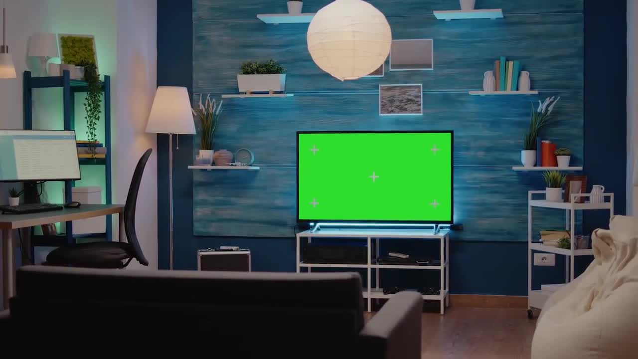 Green Screen Display In Modern Flat - Stock Video | Motion Array
