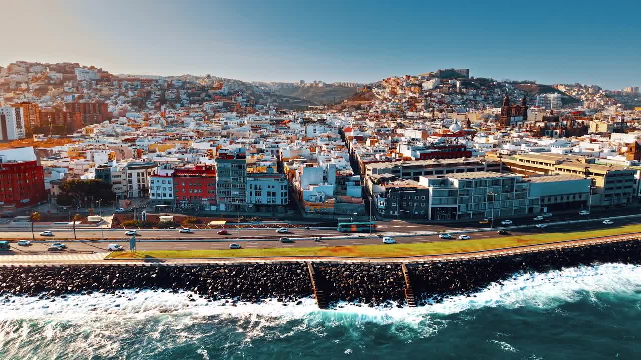 Vibrant Coastal View Of Gran Canaria Spain From A Drone Perspective Stock Video Motion Array